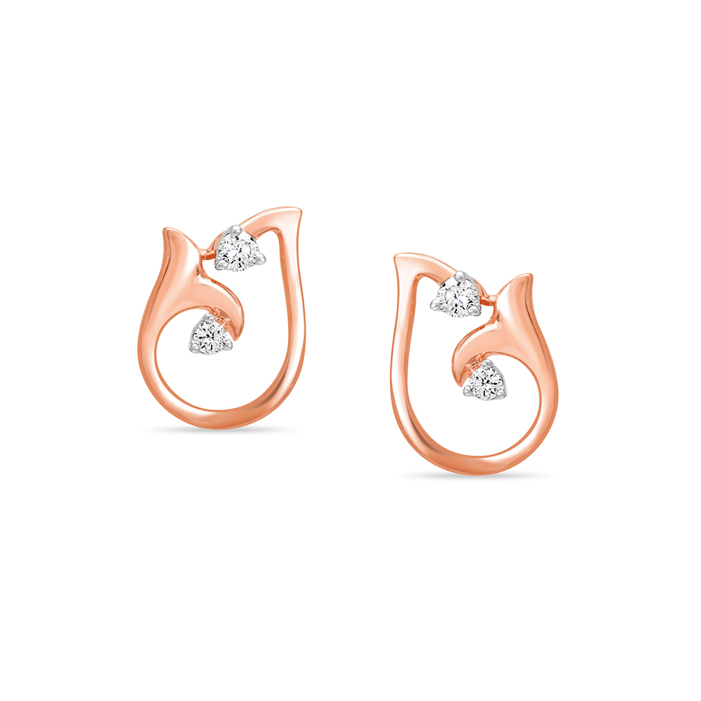 14KT Rose Gold Ethereal Blossom Diamond Stud Earring