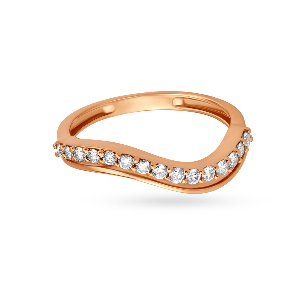 Sleek Wave Rose Gold Finger Band
