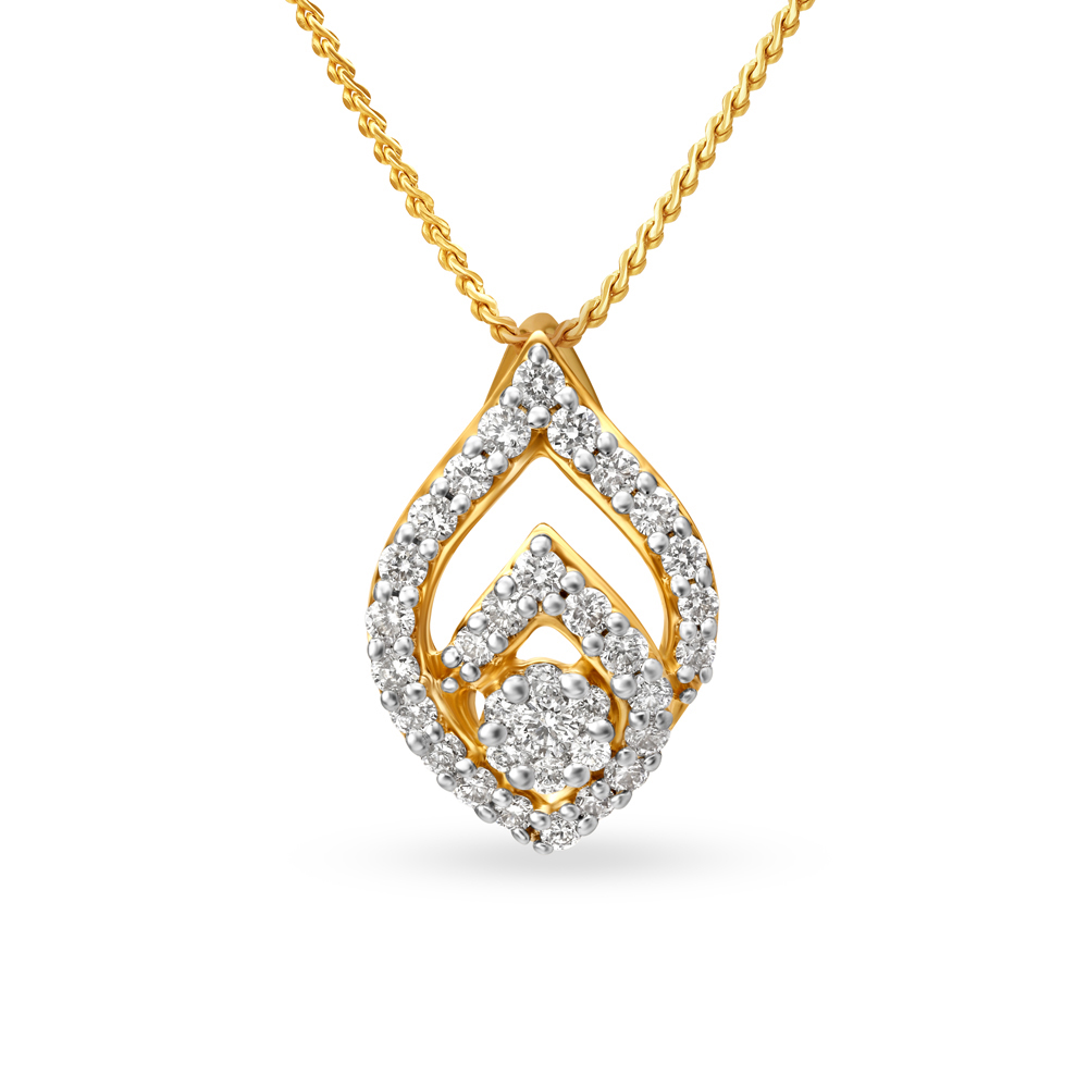 Dazzling 18 Karat Yellow Gold And Diamond Flame-Inspired Pendant