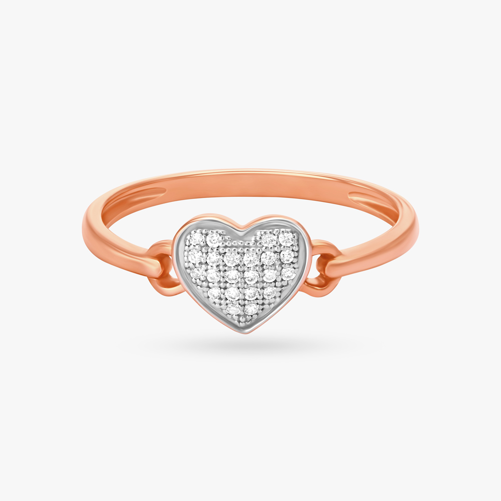 Shimmering Heart Diamond Ring