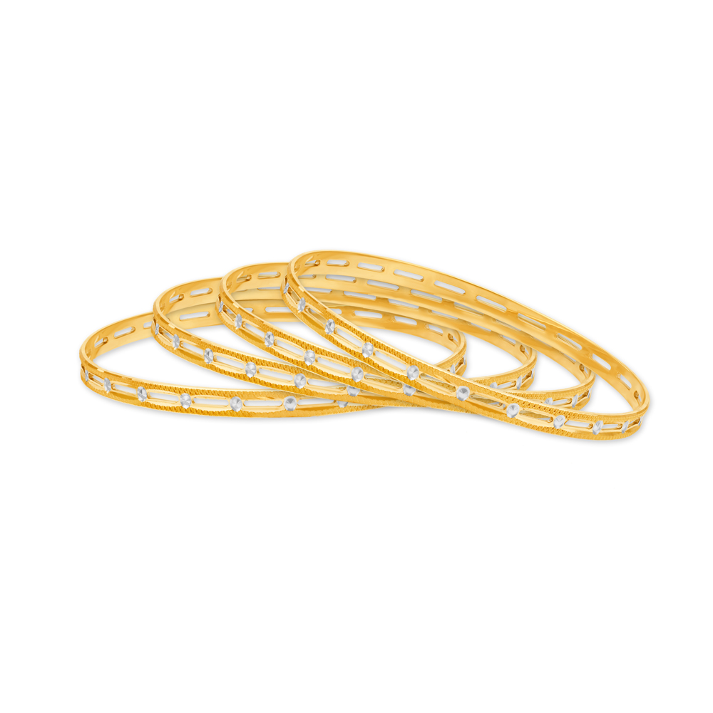 Elegant Yellow Gold Textured Bangles