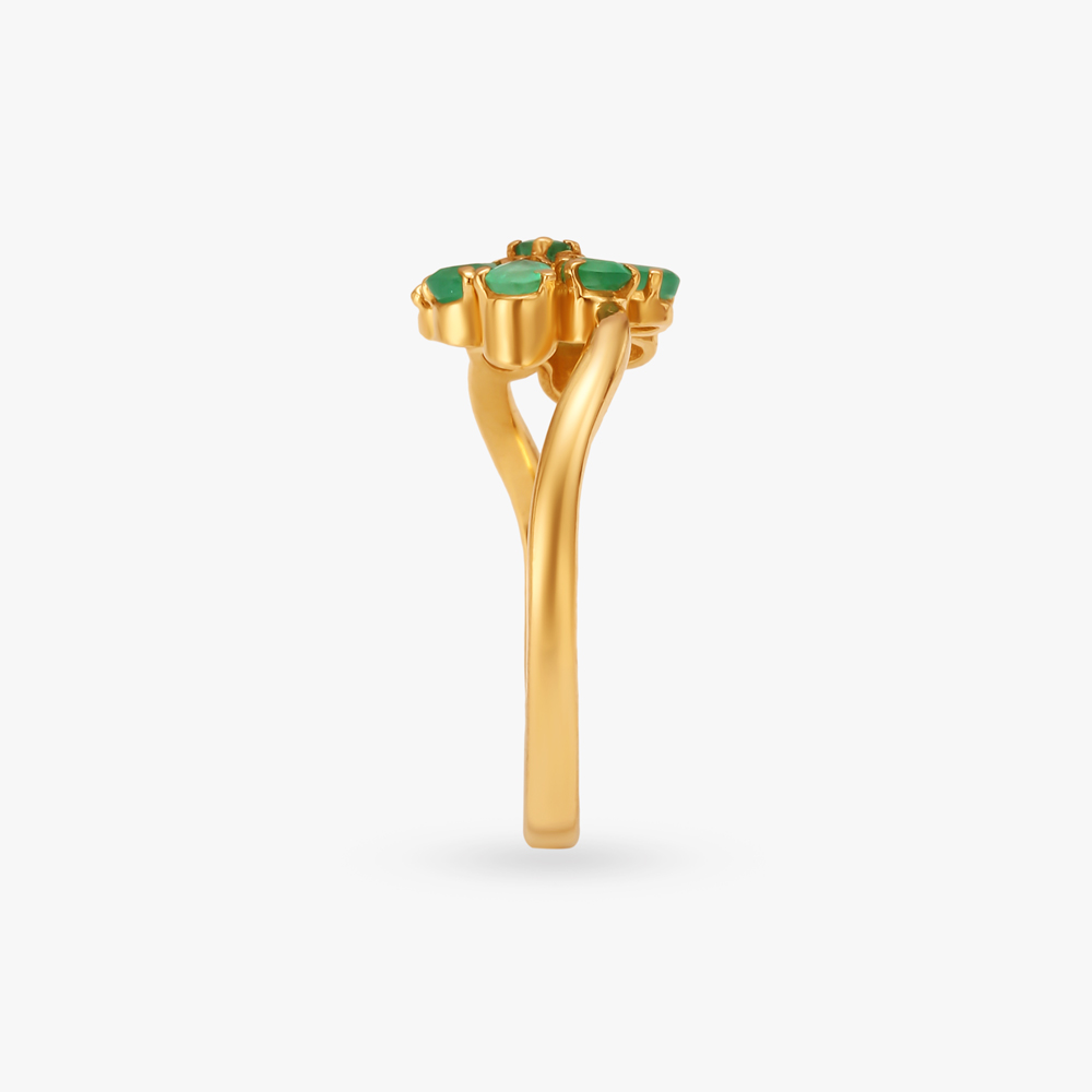 Floral Emerald Finger Ring