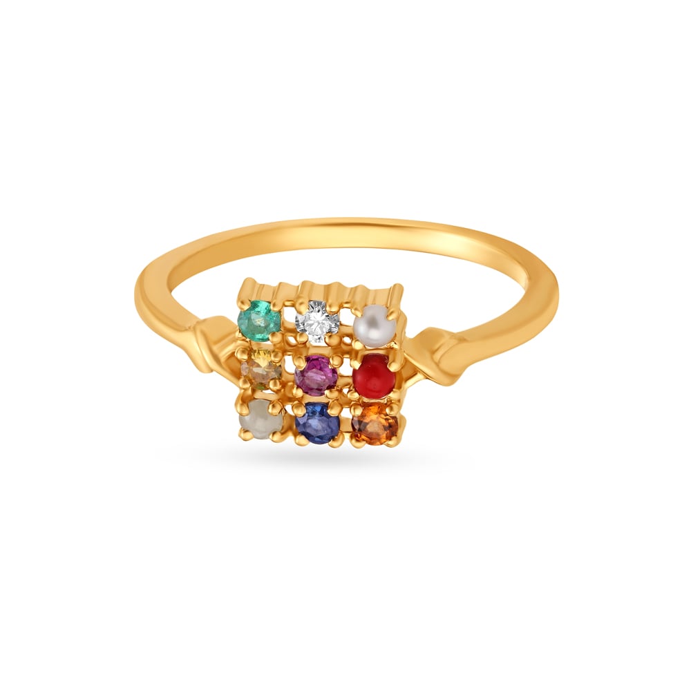 Alluring Navaratnam diamond Studded Ring