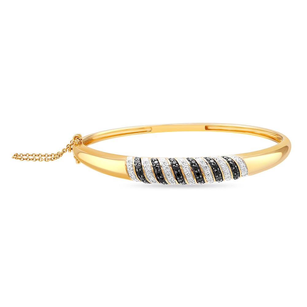 14KT Yellow Gold Striped Diamond Bangle