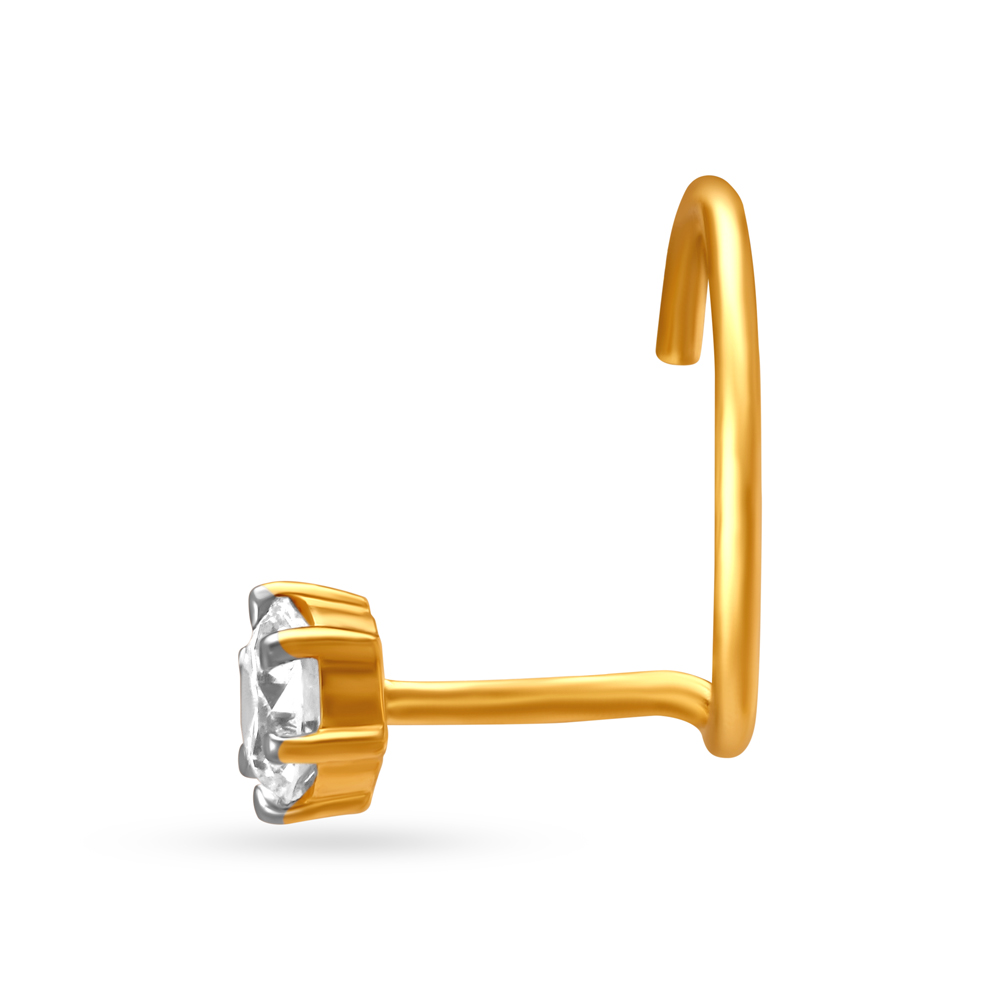 Pristine Stately Gold and Diamond Nose Pin