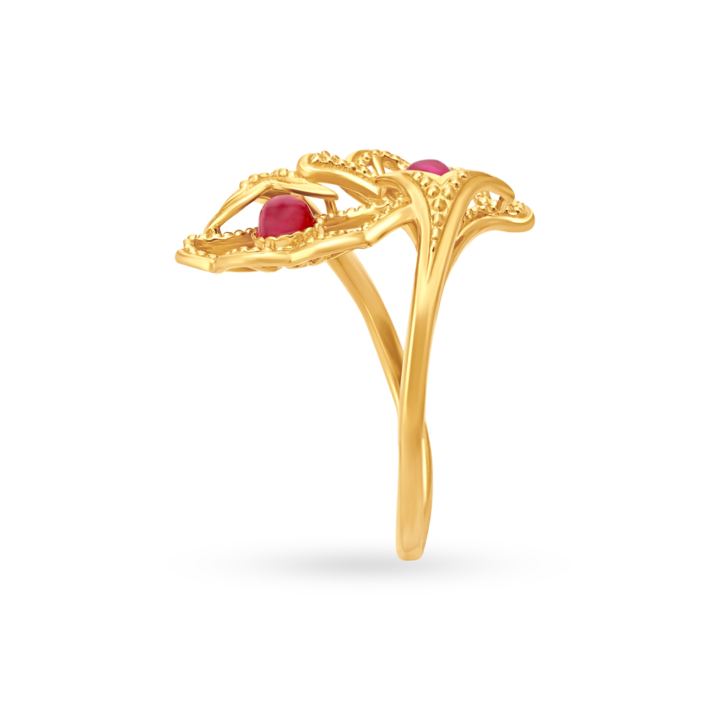 Intertwining Tulips Gold Finger Ring