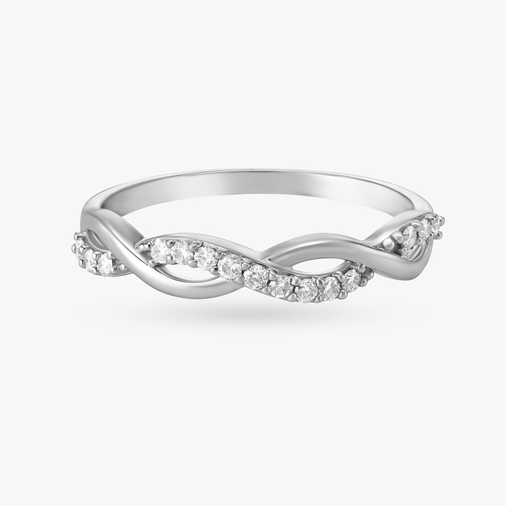Wavy White Diamond Ring