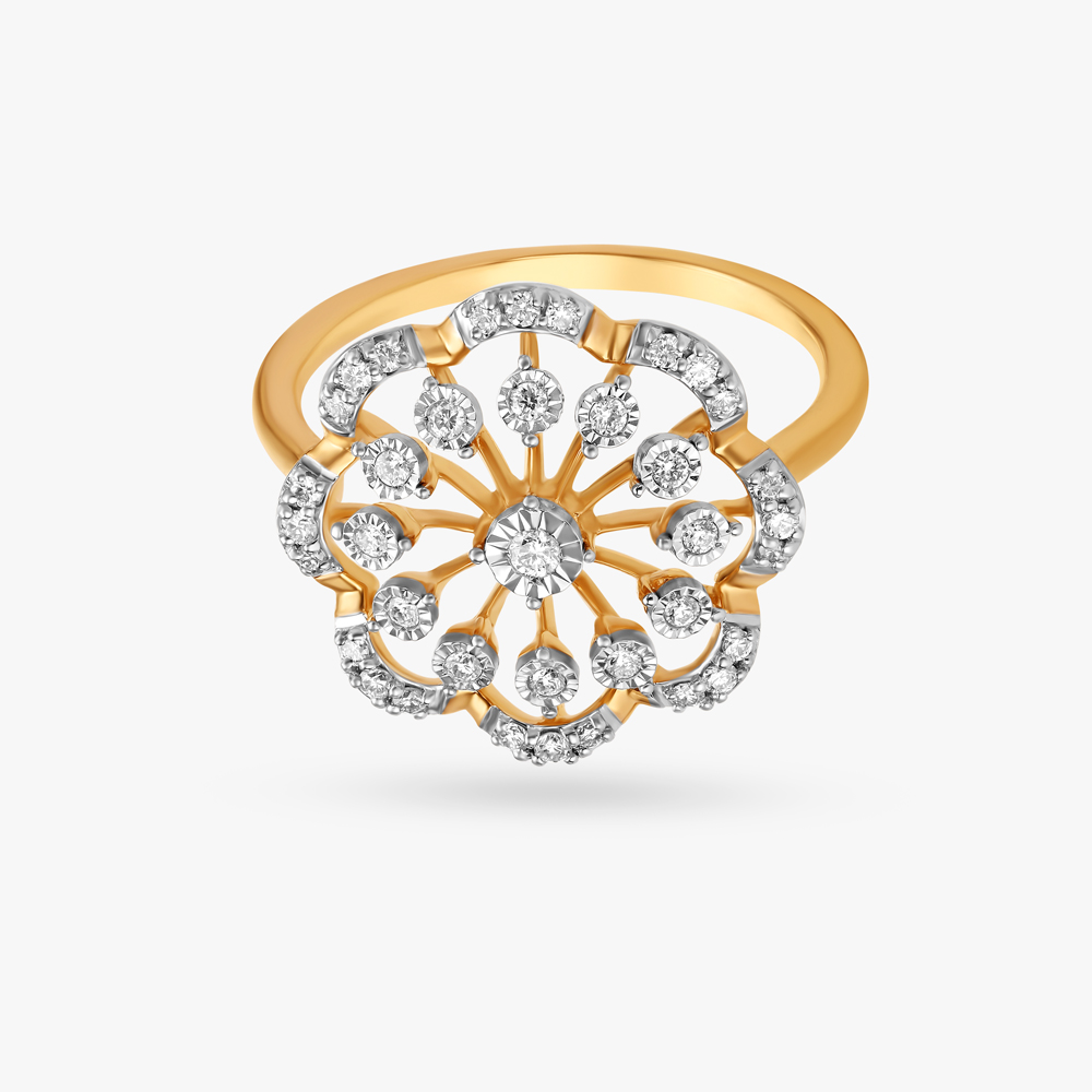Shimmering Floral Diamond Ring