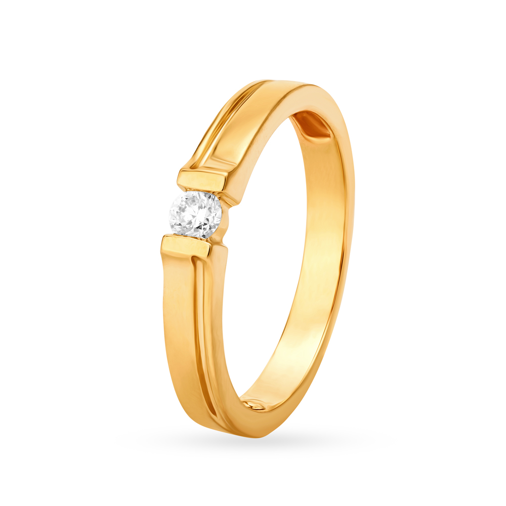 Sophisticated Minimalistic Single Stone Diamond Ring for Men