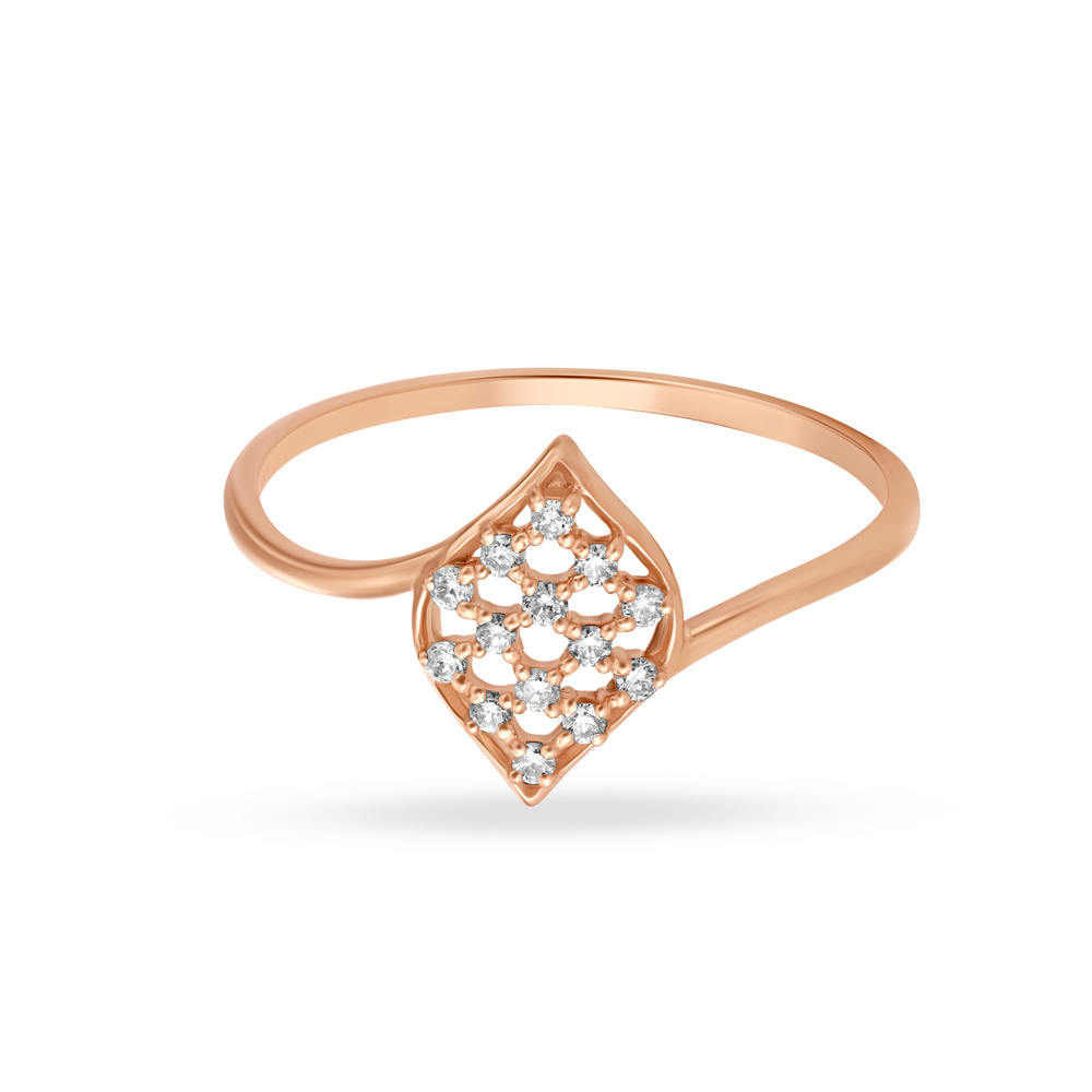 Eccentric Floral Diamond and Rose Gold Finger Ring