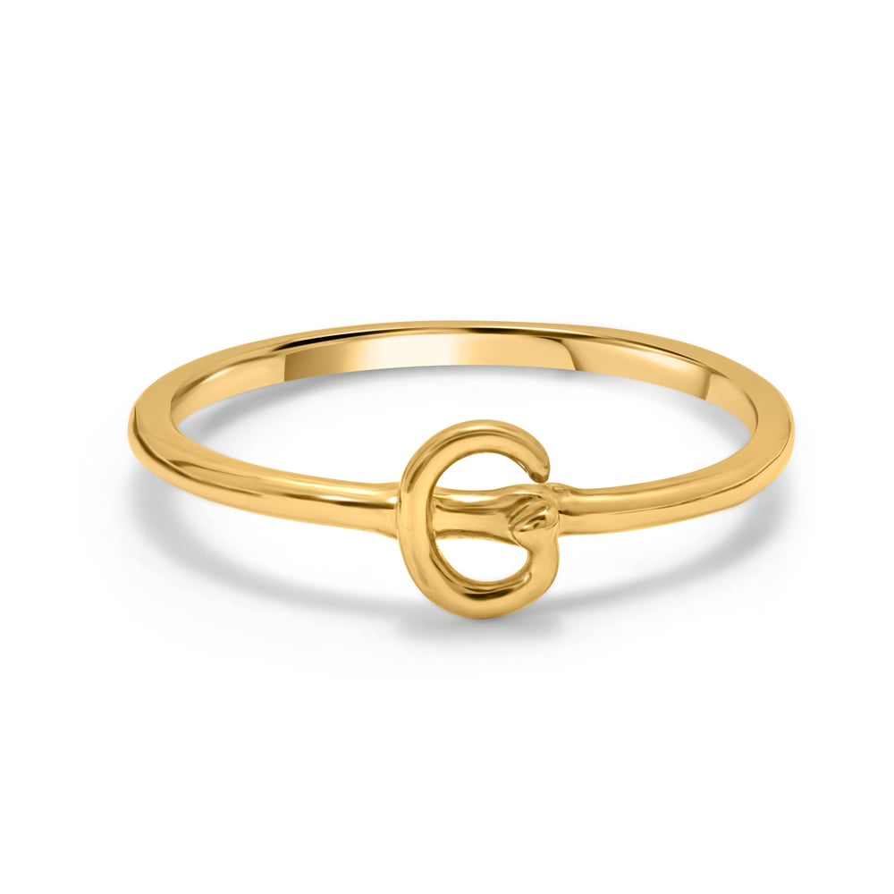 Letter G 14KT Yellow Gold Initial Ring