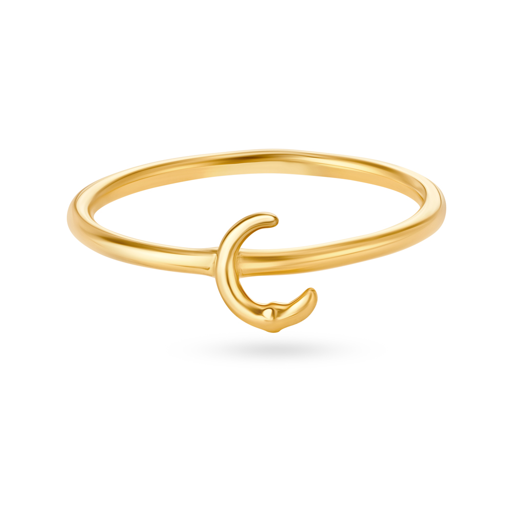 Letter C 14KT Yellow Gold Initial Ring