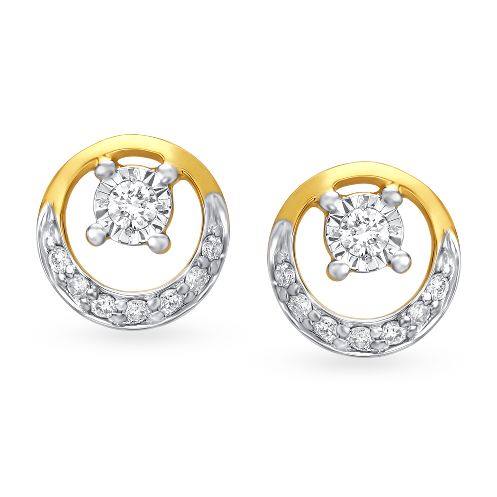 Elegant Radiant Gold and Diamond Stud Earrings