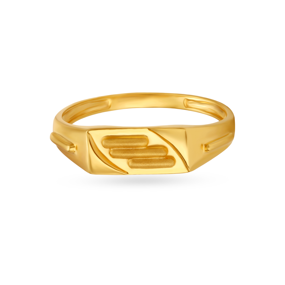 Multiple Line Motif Gold Finger Ring For Men
