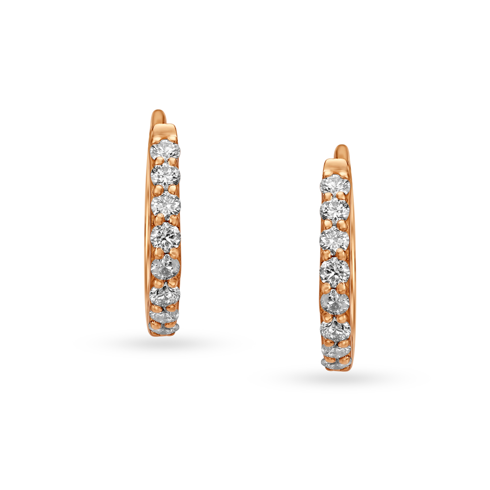 Classy Rose Gold and Diamond Hoop Earrings