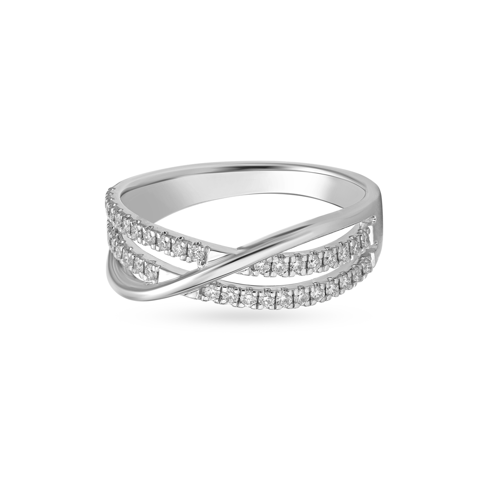 Crossover White Platinum Finger Ring