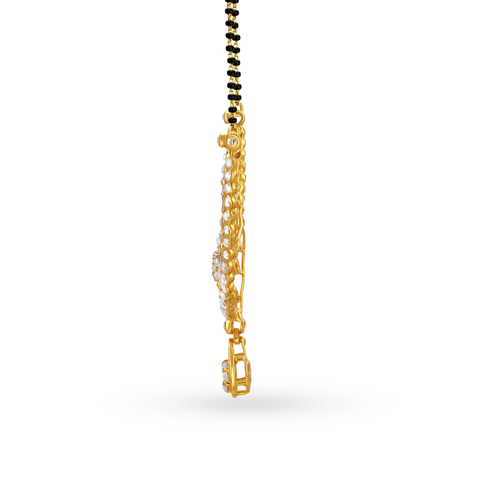 Stately Mango Shaped Studded Gold Pendant