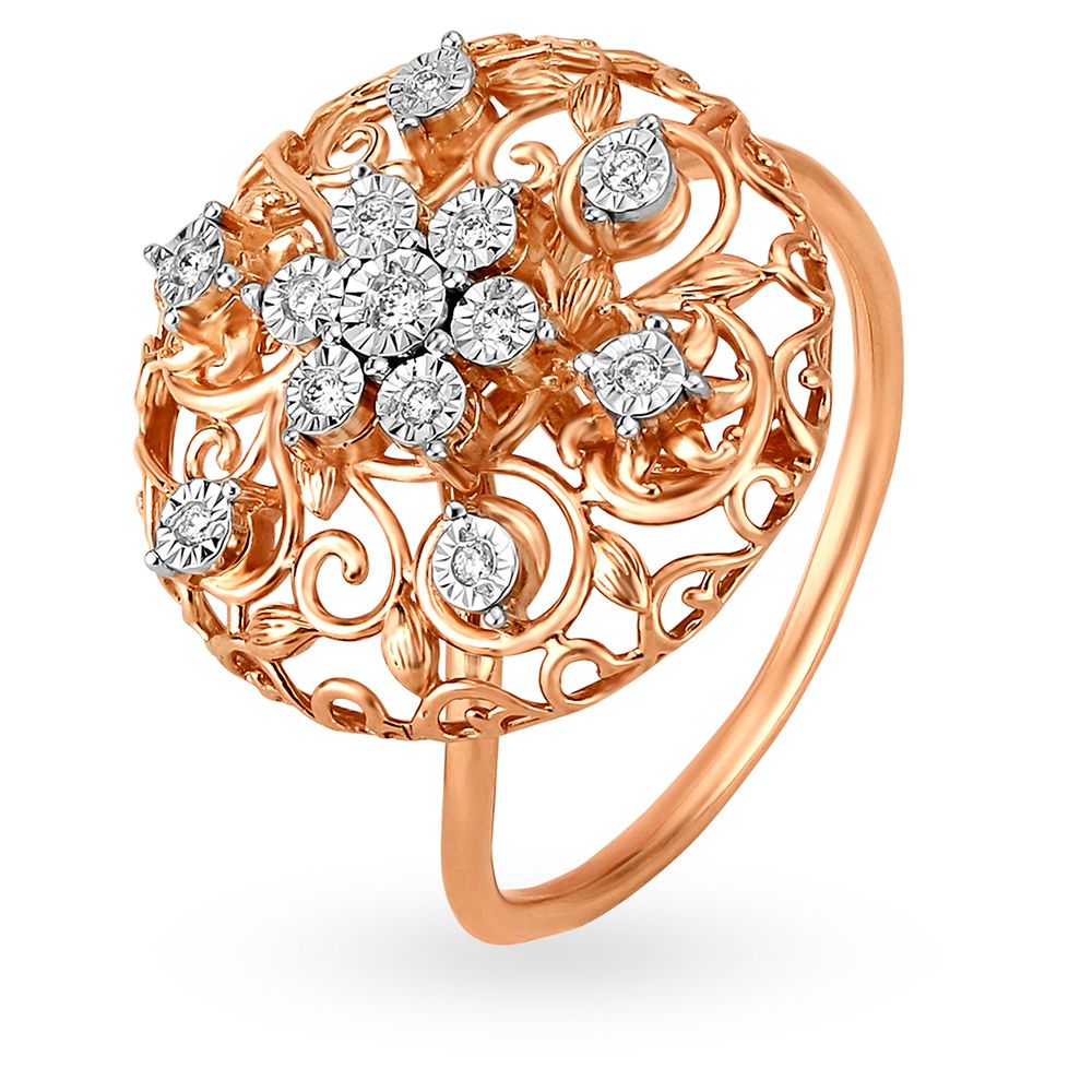 Opulent 18 Karat Rose And White Gold And Diamond Cocktail Ring