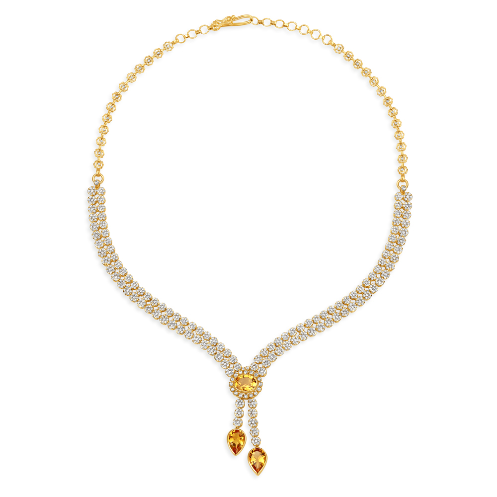 Distinguished Modern Design Gold Necklace Set Studded With Stones