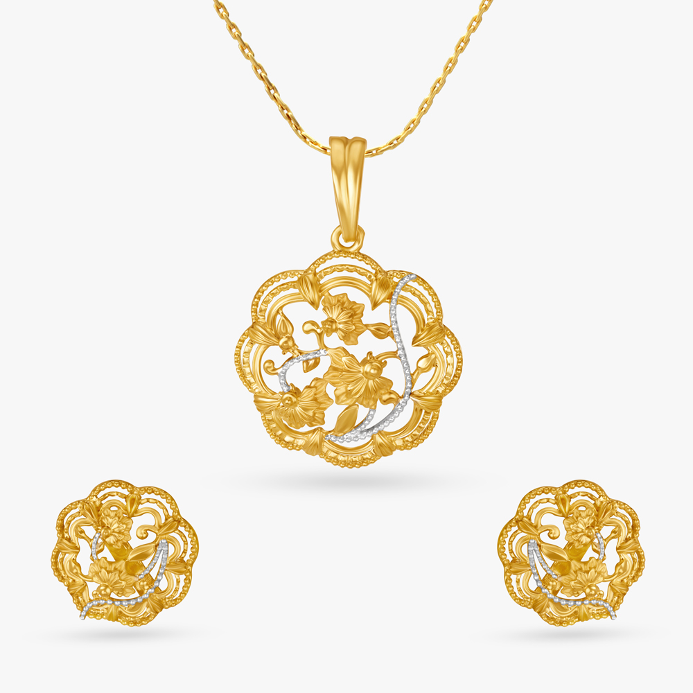 Contemporary Pendant and Earrings Set