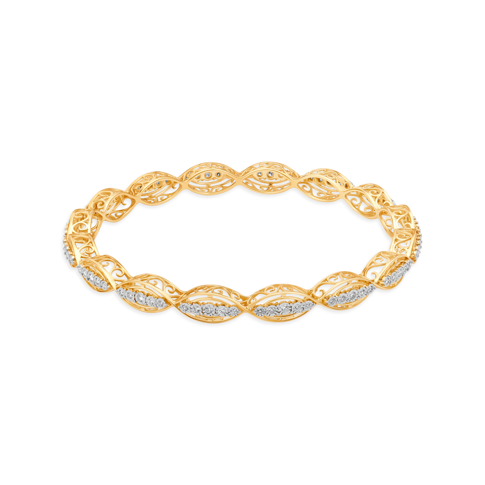 Sleek Wavy Diamond Bangle