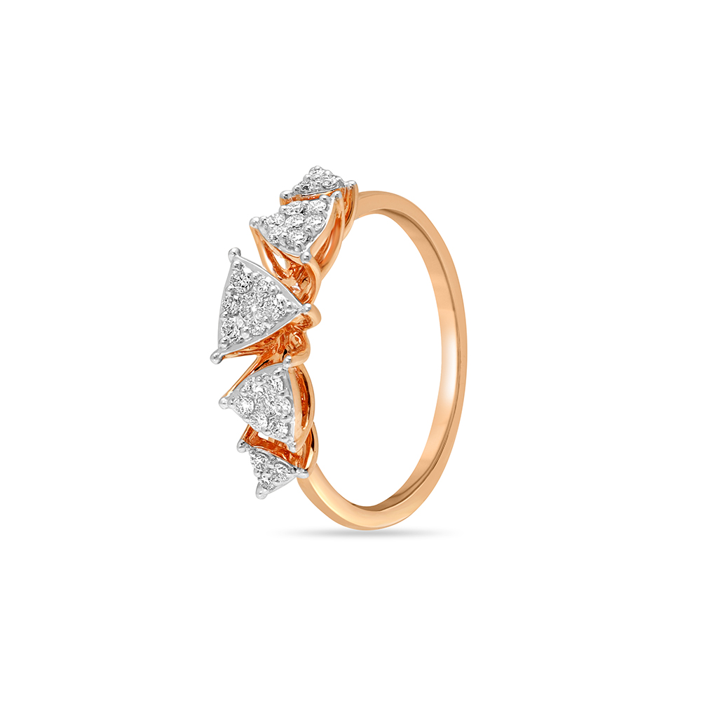 14KT Rose Gold Triangle Tango Diamond Finger Ring