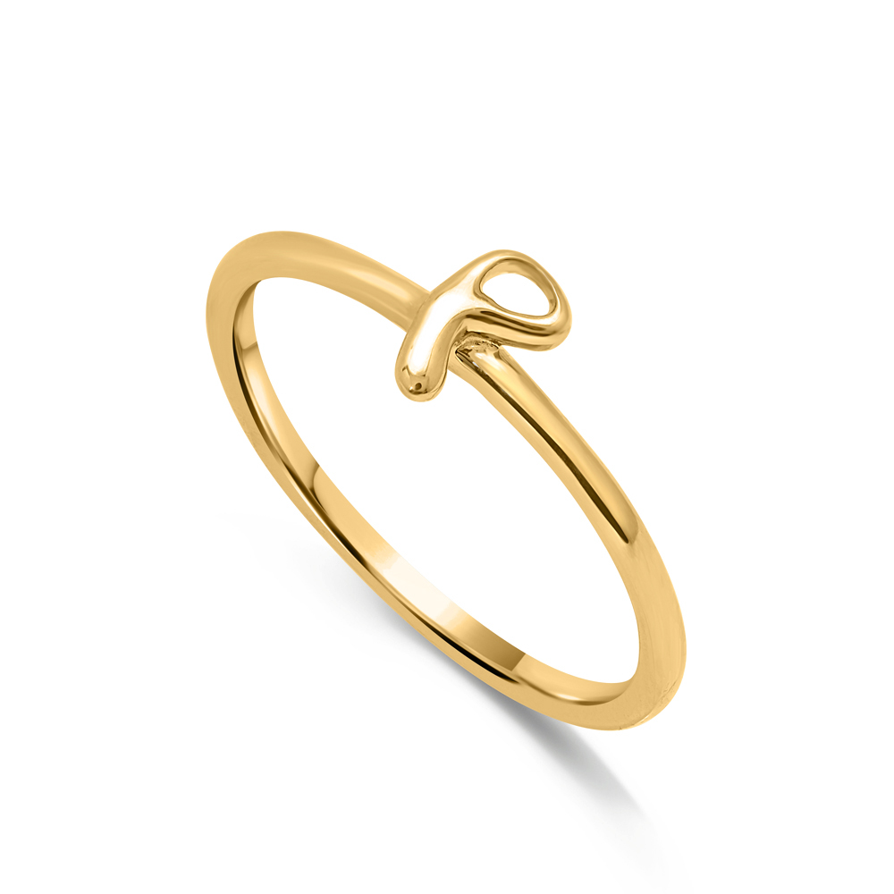 Letter P 14KT Yellow Gold Initial Ring