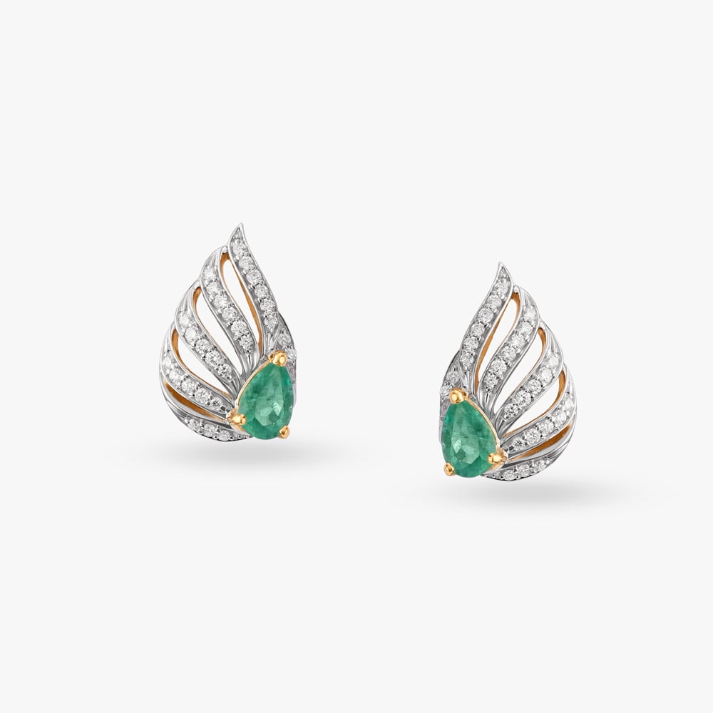 Timeless Diamond and Emerald Stud Earrings