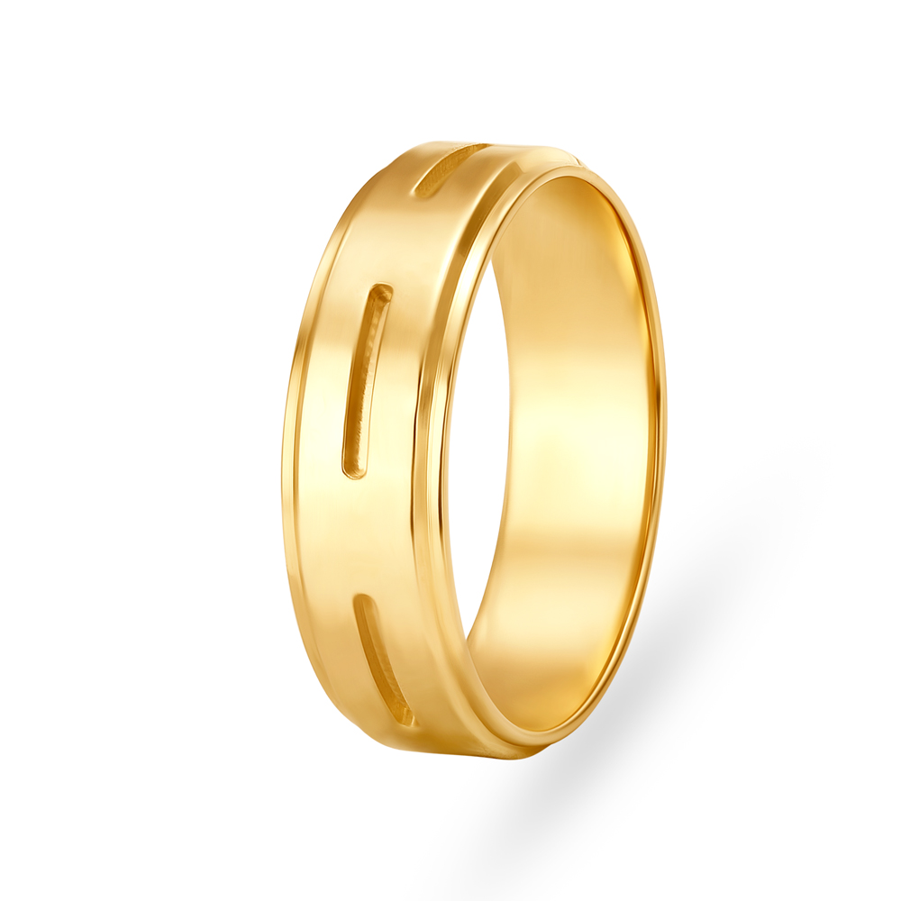 Stylish 22 Karat Yellow Gold Line Pattern Finger Ring