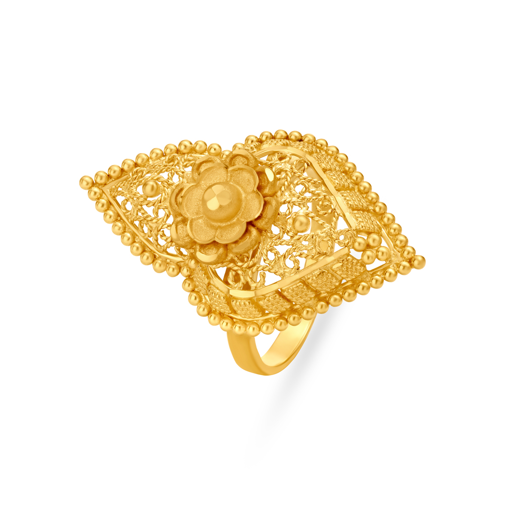 Glamorous Jaali Work Gold Finger Ring