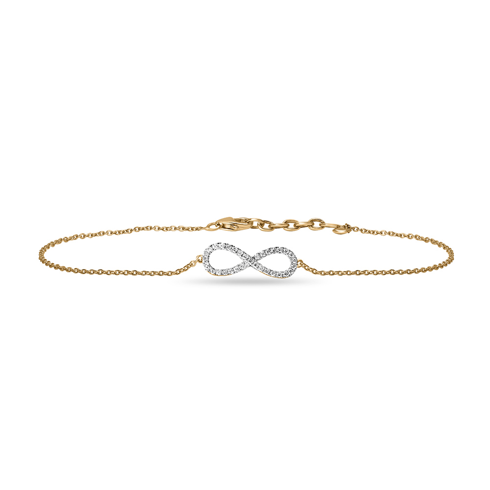 14 KT Yellow Gold Infinity Diamond Bracelet