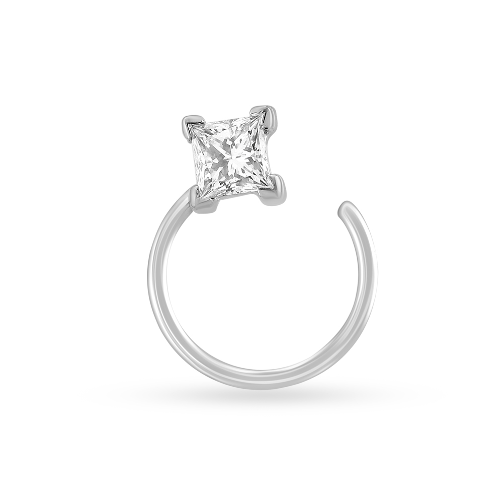 Charming White Gold and Diamond Nose Pin