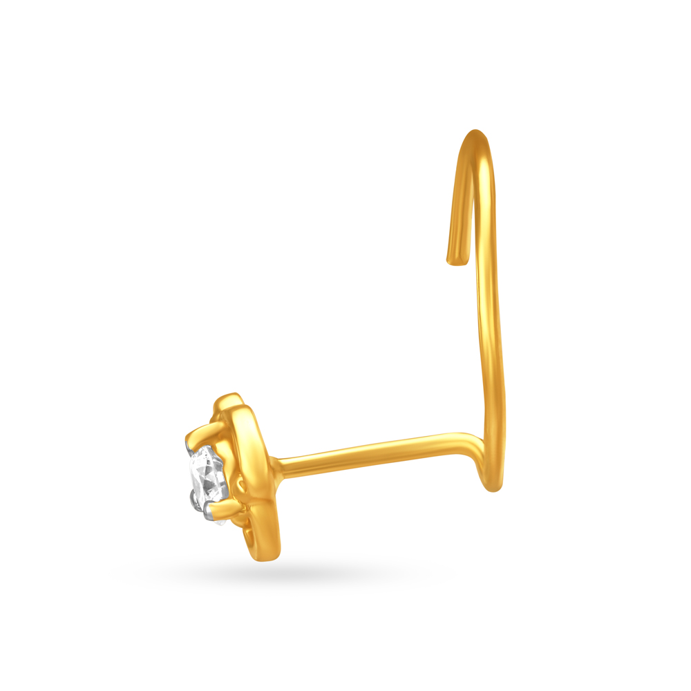 Floral Single Stone Diamond Nose Pin