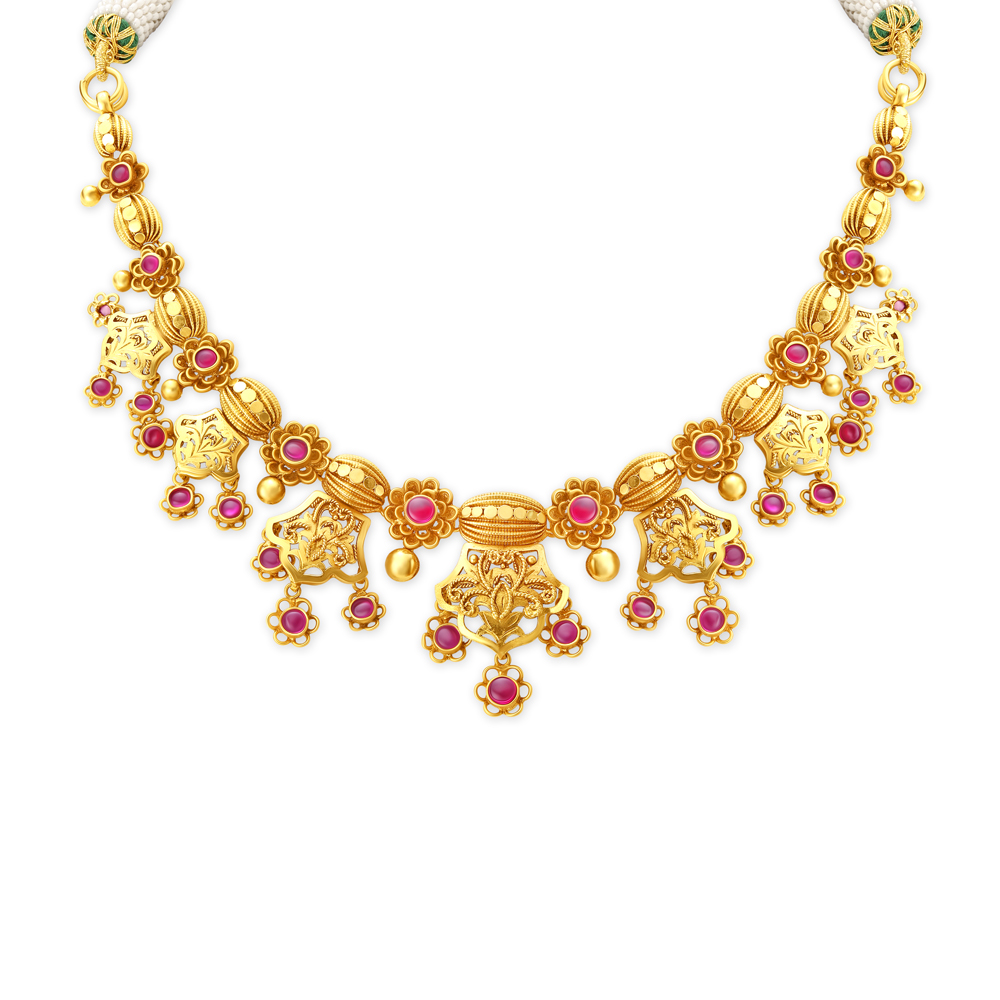 Antique Floral Gold Necklace Set