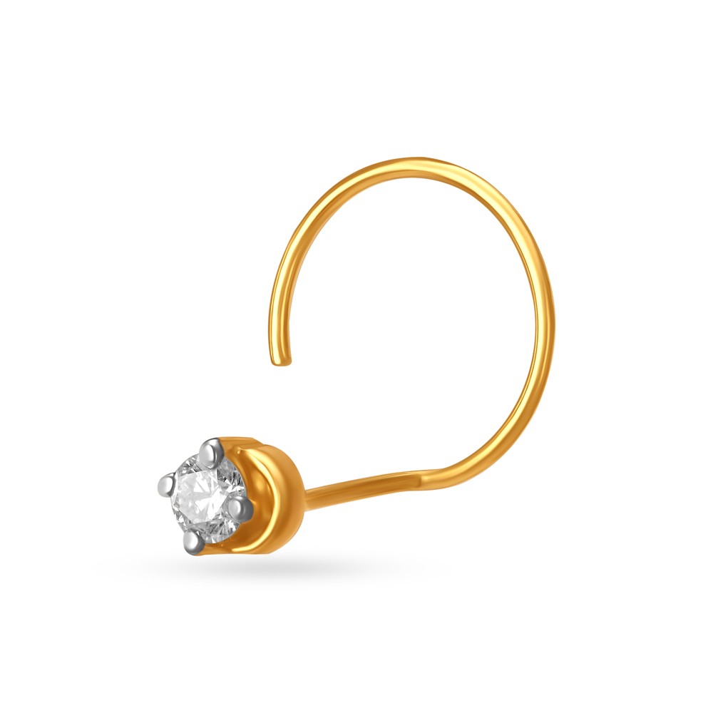 Round Gold and Diamond Nose Pin