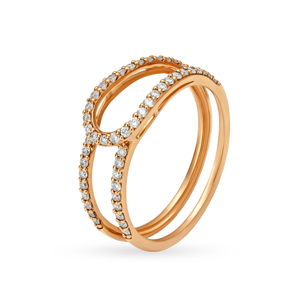 Dazzling 18 Karat White And Rose Gold And Diamond Detachable Ring