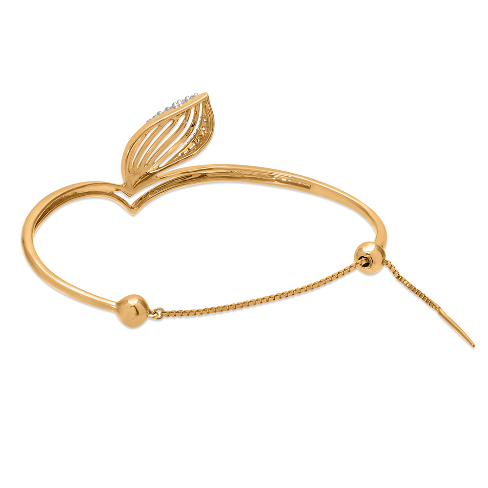 18KT Yellow Gold Burning Flame Diamond Bangle