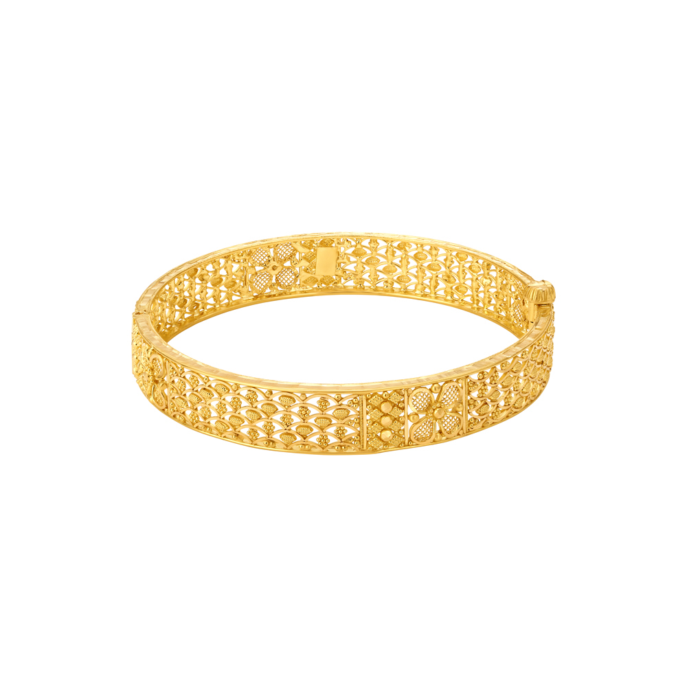 Ornate Blossom Gold Bangles