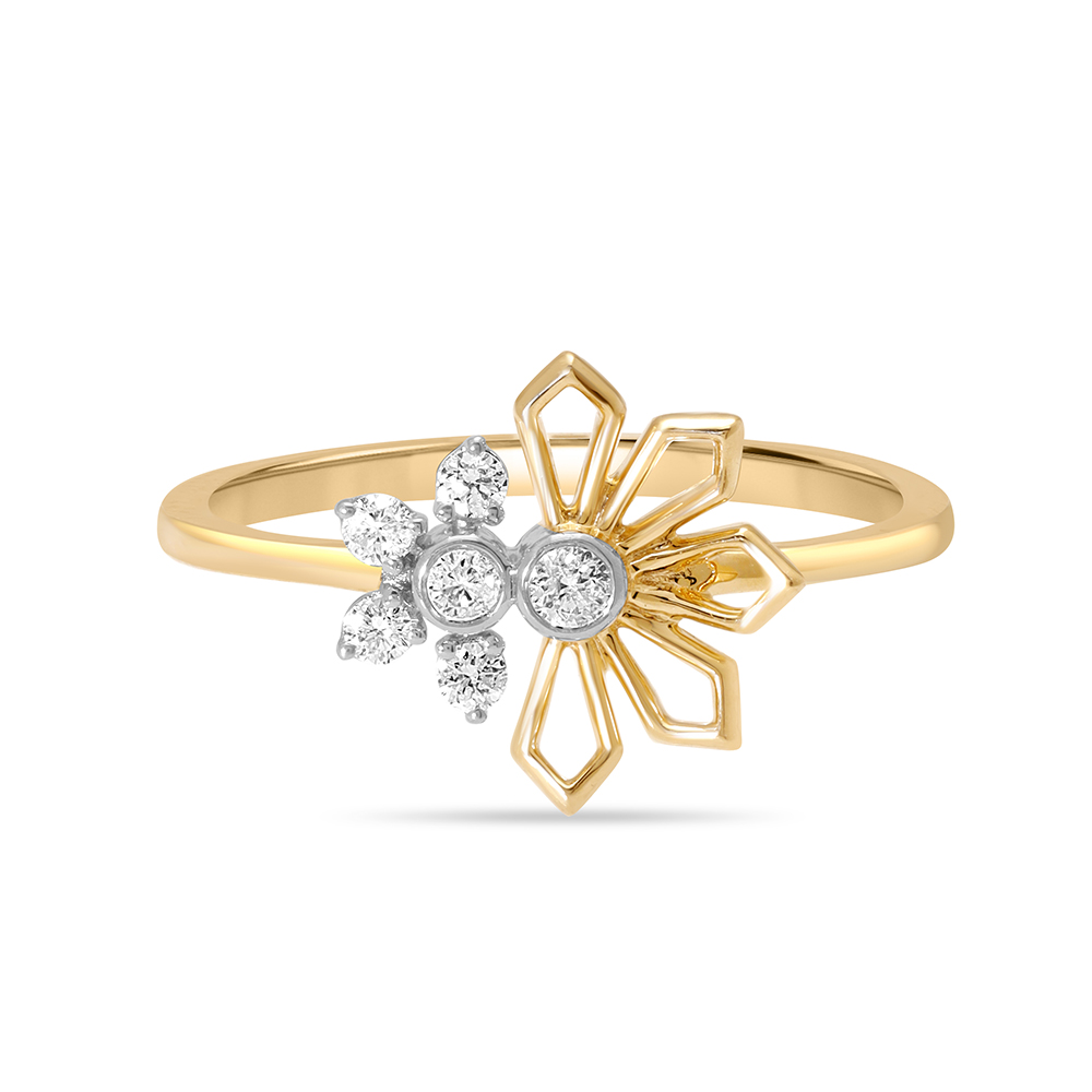 14KT Yellow Gold Enchanted Wildflower Diamond Finger Ring