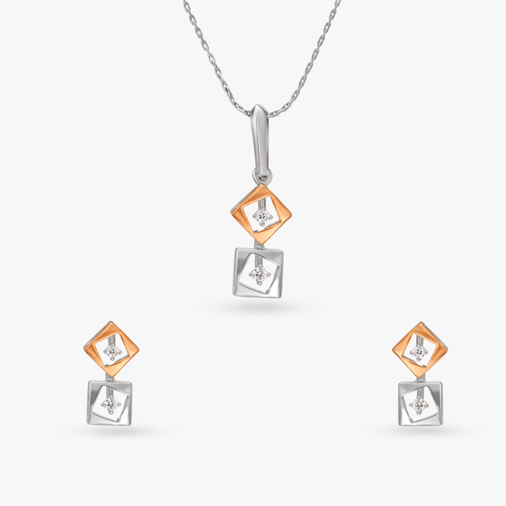 Dangling Designs Diamond Pendant and Earrings Set