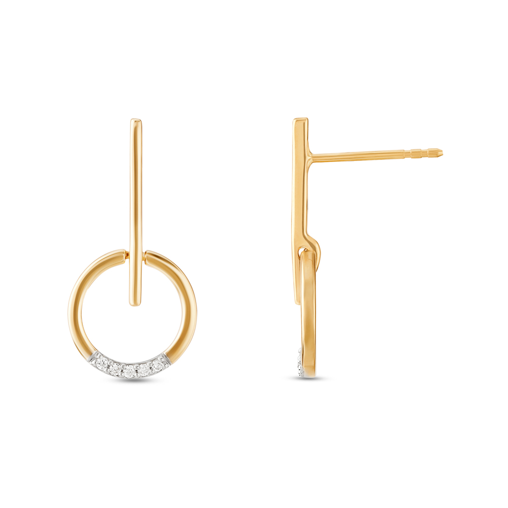 14KT Yellow Gold Fine Line Diamond Drop Earrings
