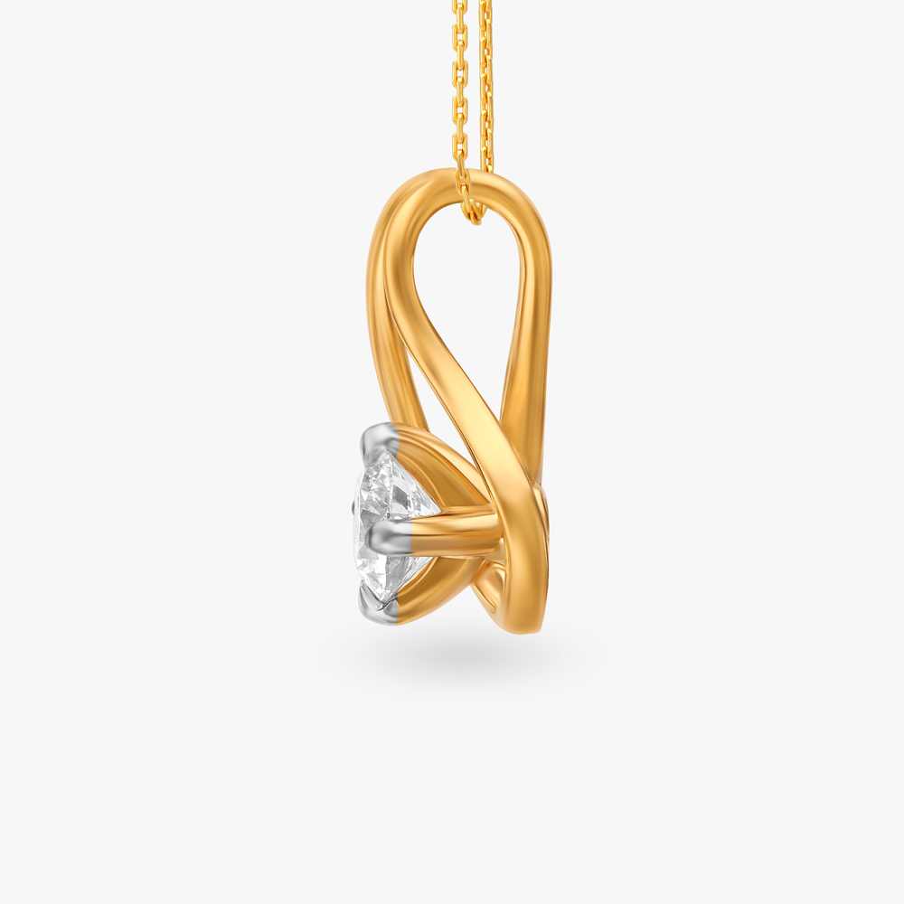Golden Embrace Solitaire Pendant