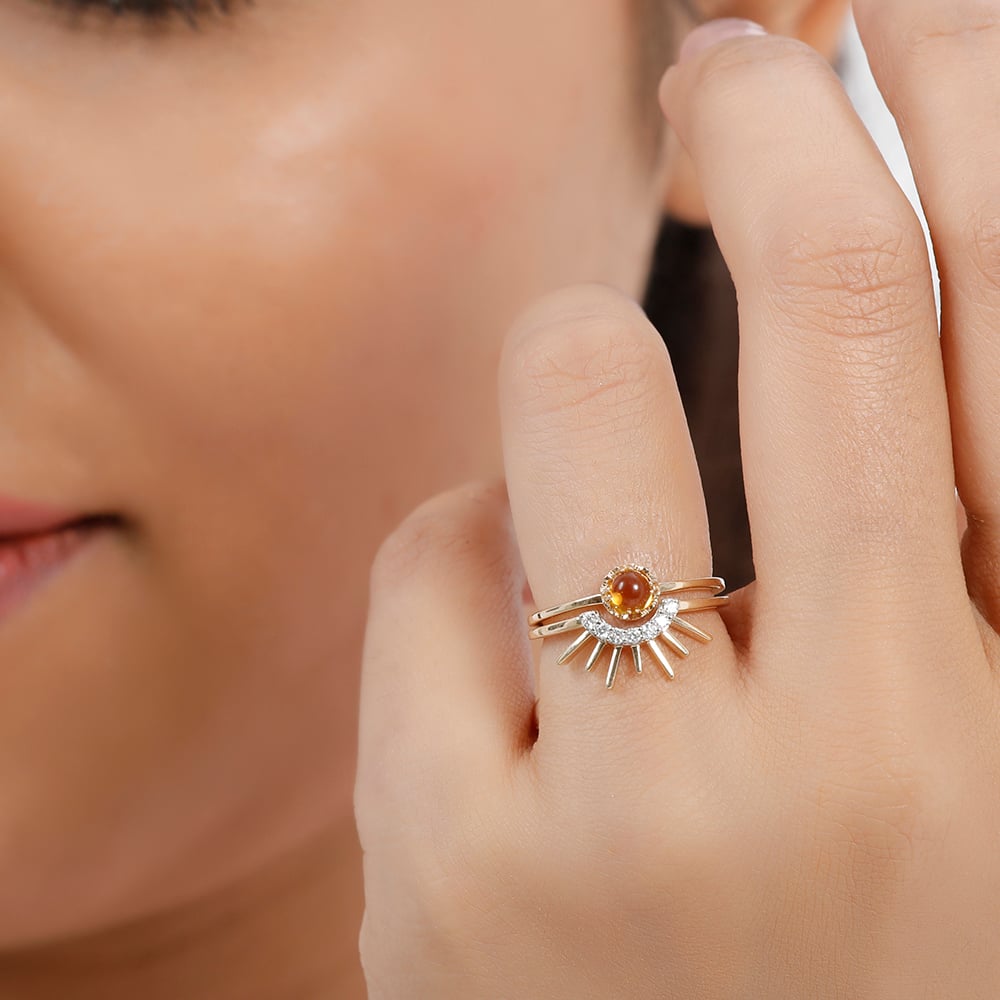 14KT Yellow And White Gold Detachable Rising Sun Diamond Ring