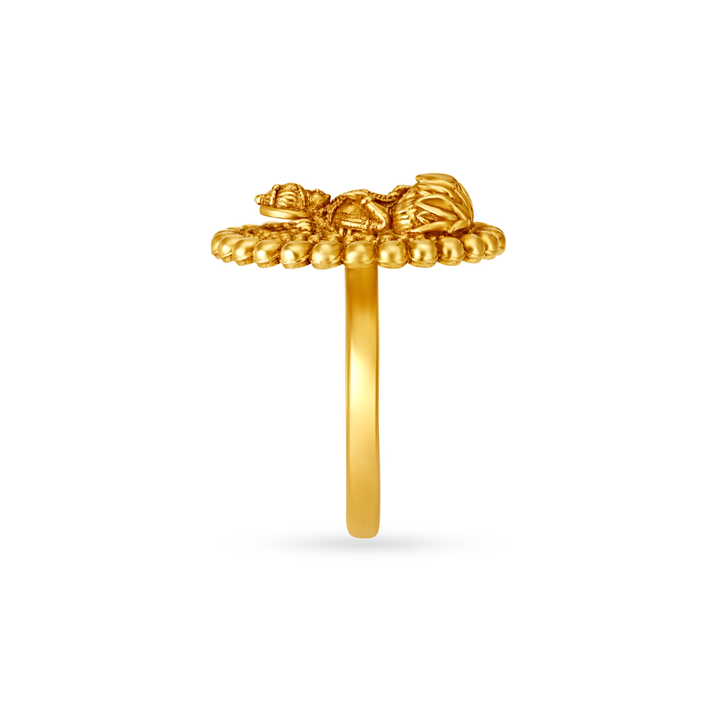Glorious Rawa Work Goddess Laxmi Finger Ring