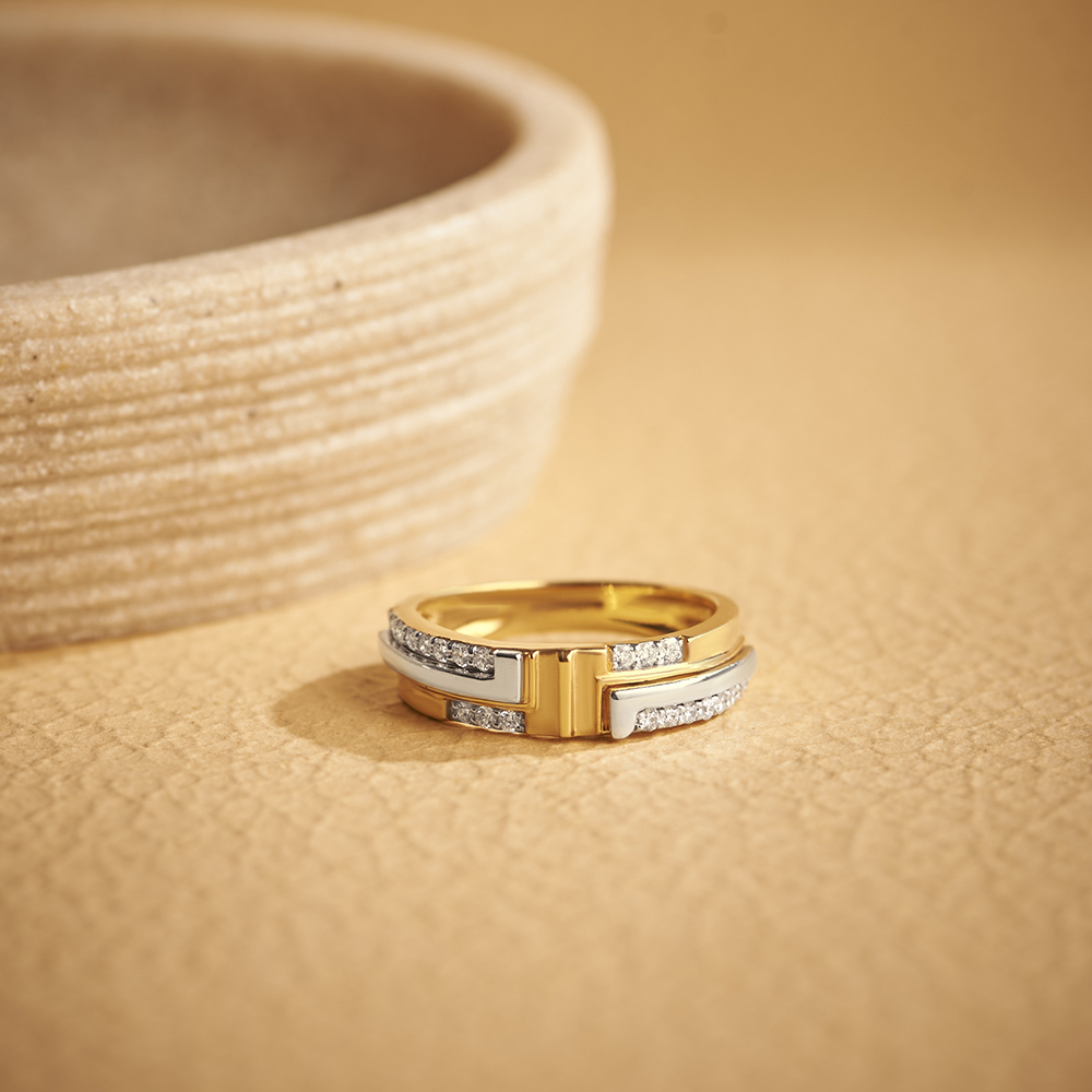 Dual Tone Diamond Ring for Men