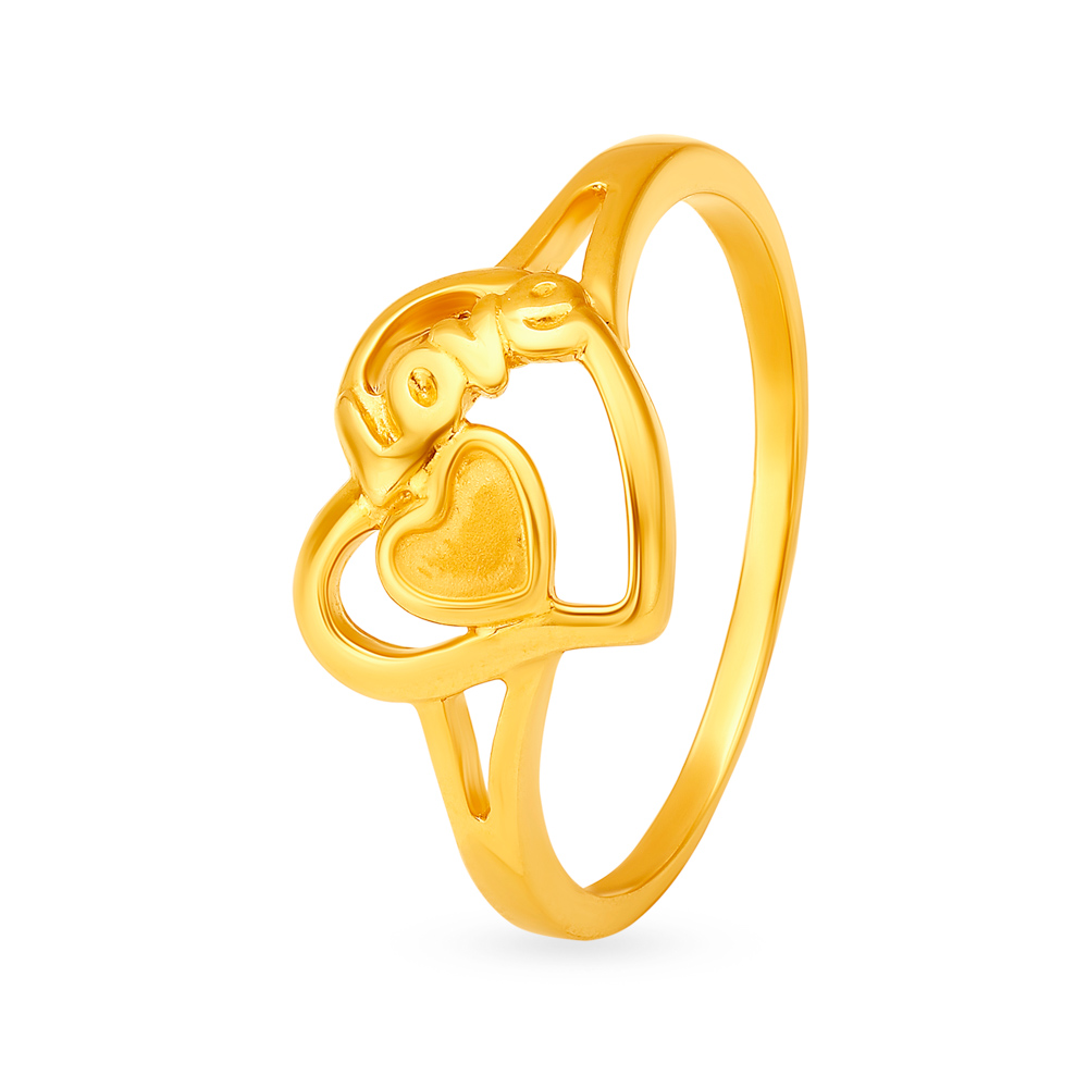 Trendy 22 Karat Yellow Gold Love Finger Ring
