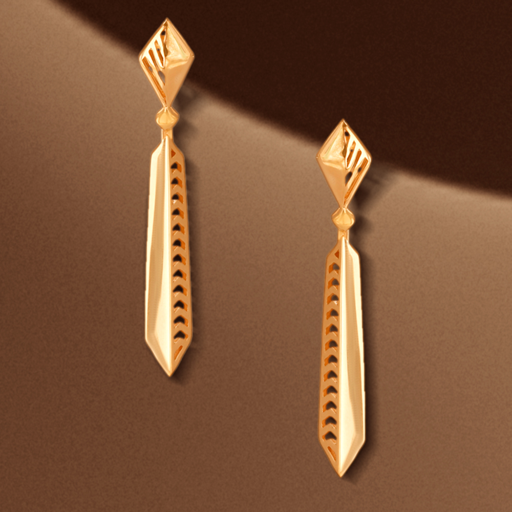 Sleek Geometric Gold Drop Earrings