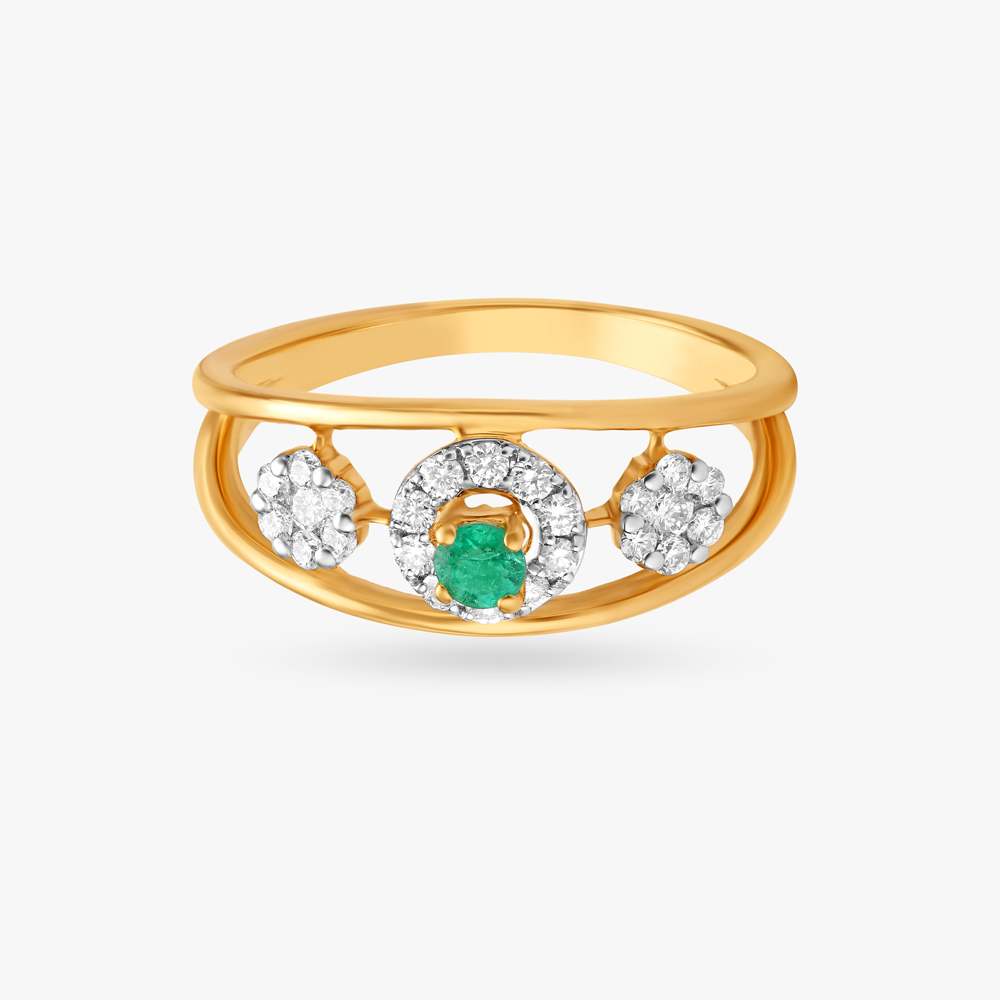 Surreal Diamond and Emerald Ring