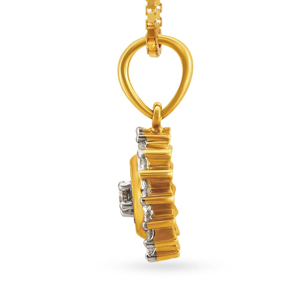 Delicate Floral Gold and Diamond Pendant