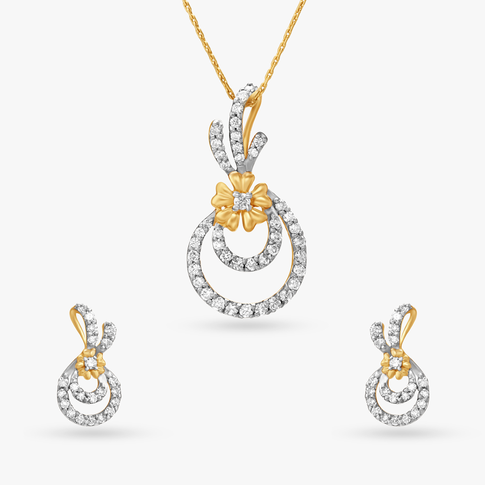 Radiant Sparkling Diamond Pendant and Earrings Set